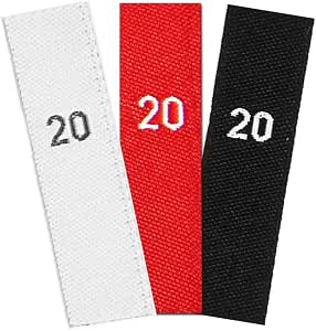 Woven Size Labels with Number 20 Quantity Size Labels 300 Labels Colour ...