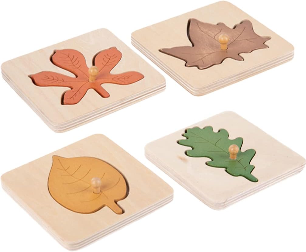 Amazon.com: Kisangel Montessori Leaf Puzzle Set, 4Pcs Wooden Tree ...