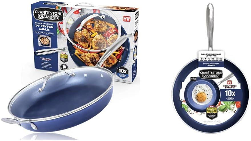 Amazon.com: Granitestone Blue Nonstick 14” Frying Pan & Granite Stone ...