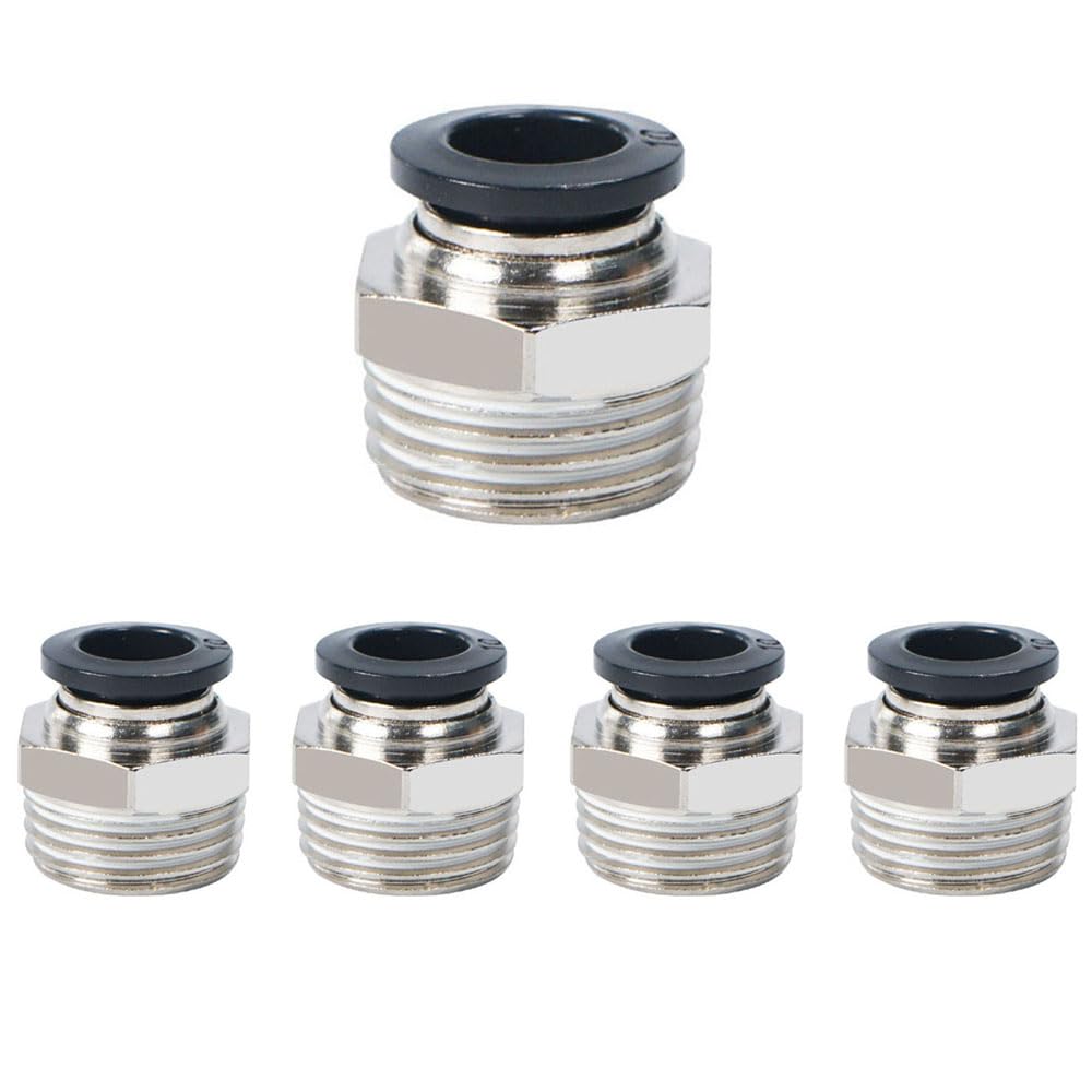 5 Pcs Pneumatic Fittings, Black Male Straight Quick Air Hose Connectors ...