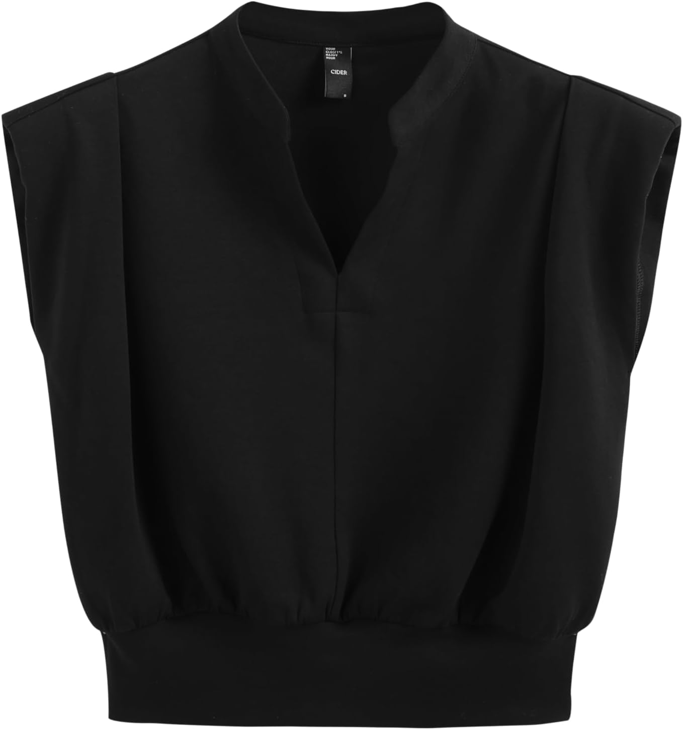 CIDER V-Neck Solid Pleated Crop Top: Black, XXS at Amazon Women’s ...