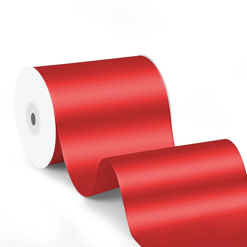 Amazon.com: Quhora 4 Inch x 25 Yard Red Satin Ribbon - Perfect for Gift ...