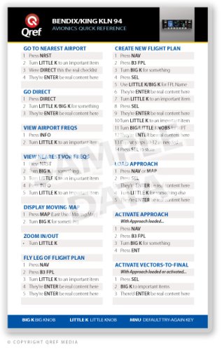 King KLN 94 Qref Card Checklist (Qref Avionics Quick Reference) | Amazon.com.br