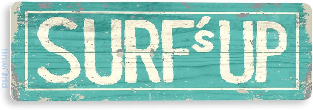 Amazon.com: Tinworld Tin Sign: Surf's Up Surfing Beach Sign C757 : Home ...