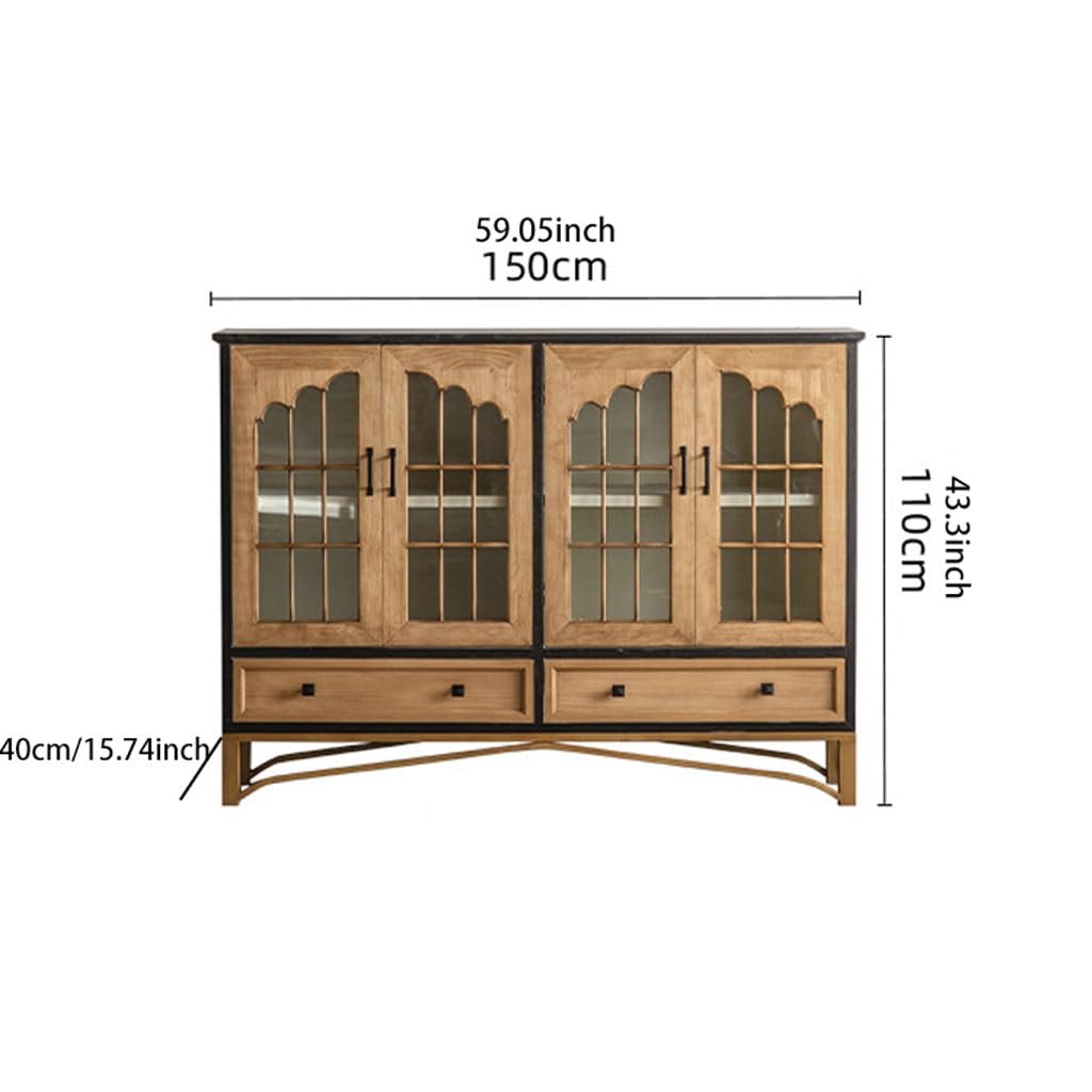 LUNIZ Modern Buffet Cabinet Floor-Standing Bookcase Glass Display ...