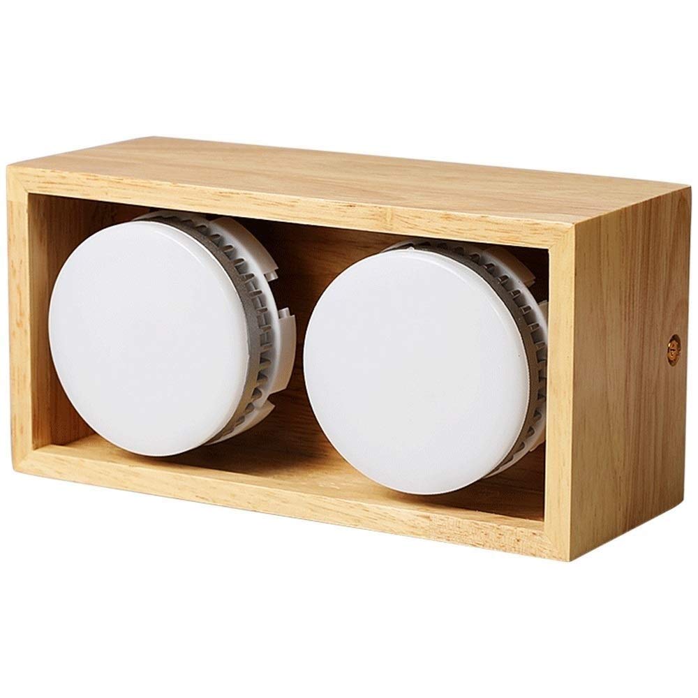 Buy Popertr Simple Double Heads Solid Wood LED Ceiling Light Adjustable ...