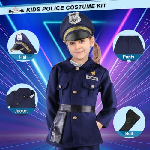 Aomig Kids Police Costumes, 4 Pcs Police Officer Dress Up Kit, Children ...