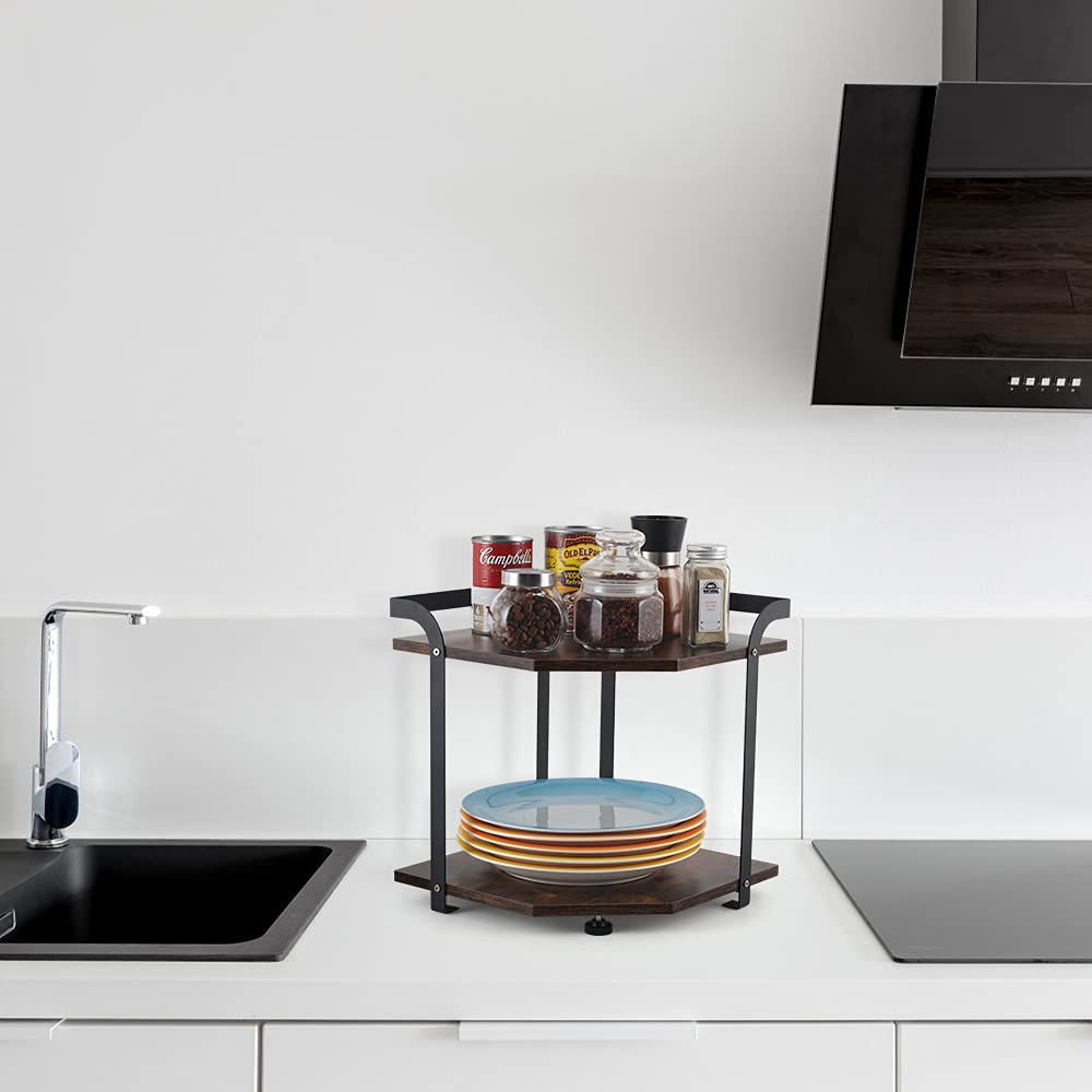 Counter Corner Shelf,2-Tier Kitchen Cabinet Organizer, Space Saving ...
