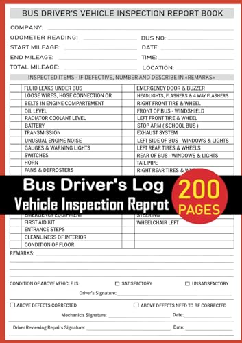 Bus Driver's Vehicle Inspection Report: Vehicle's Daily Inspection ...