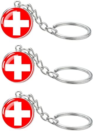 Amazon.com: LLBFHH 3 Pcs Switzerland Flag Key Chain,Cool Keychain for ...