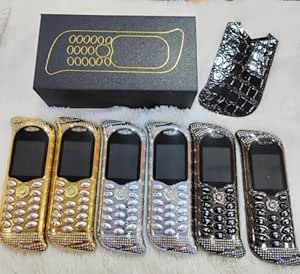 SHIVANSH Stainless Steel Diamond Leather Cell Phone Luxury Business Classic Metal GSM Dual Sim ...