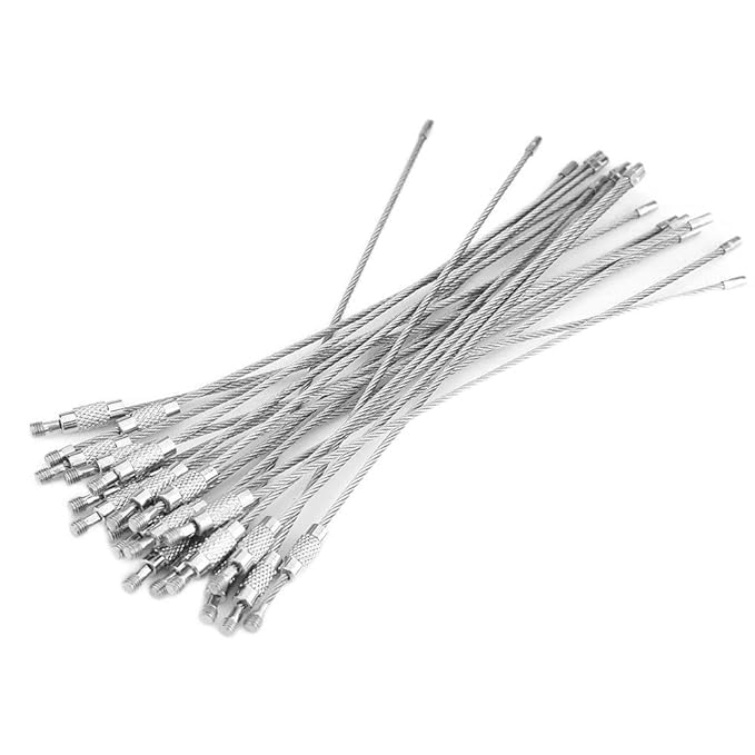 20pcs Stainless Steel Wire Rope Key Ring Pendant Circle EDC Tool, 2mm ...