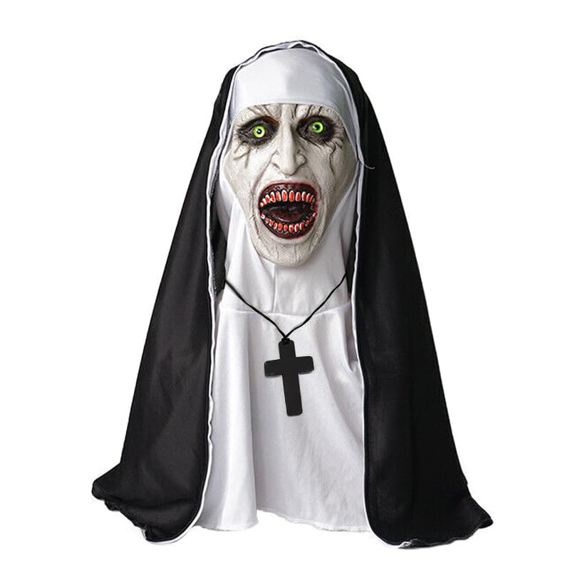 Amazon.com: Dayiabc Creepy Halloween Nun Mask - for Adults, Scary ...