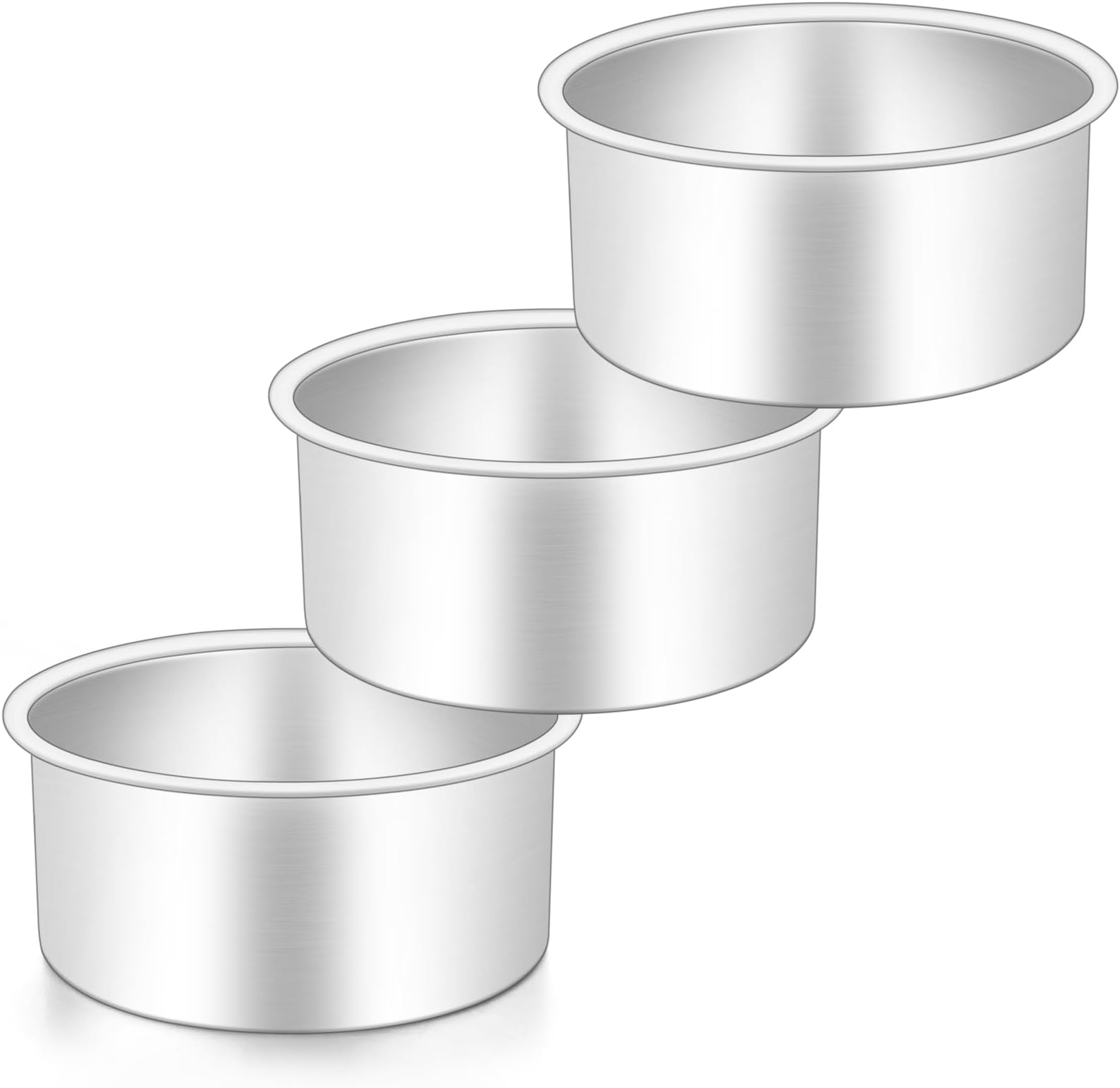 Herogo Cake Tin, 4 Inch Round Cake Tins Set of 3, Stainless Steel Deep ...