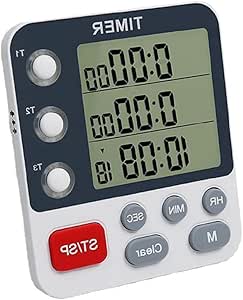 Amazon.com: Digital Kitchen Timer With Memory Function 3 Channels Count UP/Down Timer 3 Levels ...