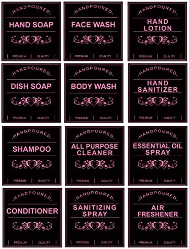 Amazon.com: Black Waterproof Soap Labels for Glass/Plastic Bottles ...