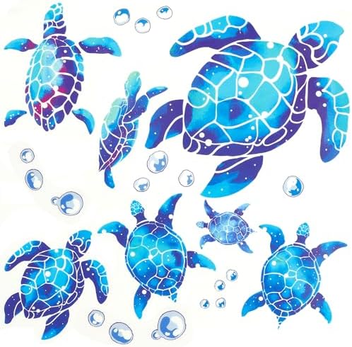 Amazon.com: Sea Turtle Wall Decor - 12PCS Stickers for Ocean Bathroom ...