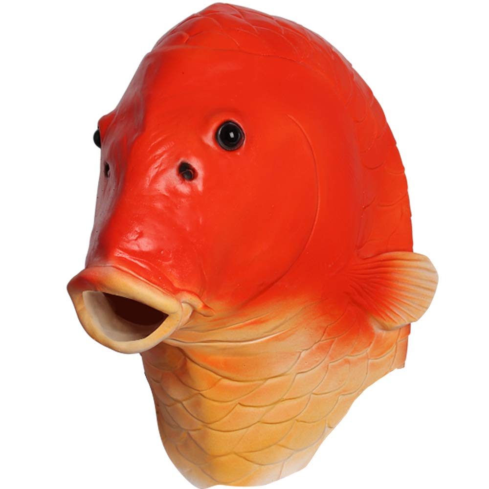Funny Fish Latex Full Head Mask Party Animal Goldfish Mask Fancy Dress ...