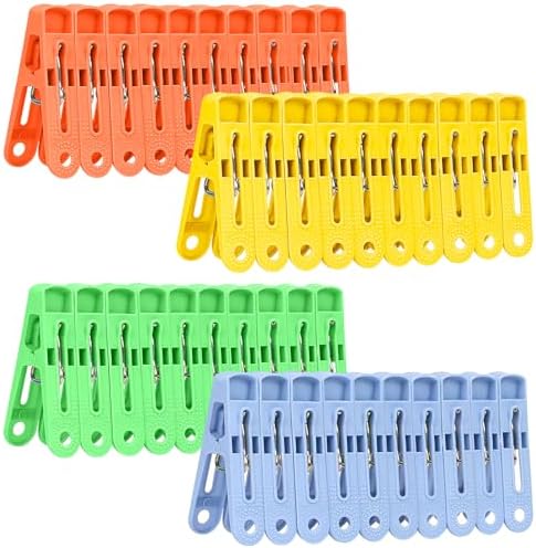 48 Pcs Clothes Pegs, VEGCOO Plastic Clothes Clips Clothes Pins Durable ...