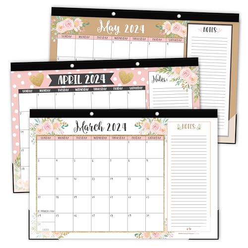 Snapklik.com : Pink Large Desk Calendar 2024-2025 - Desk Calender 2024 ...