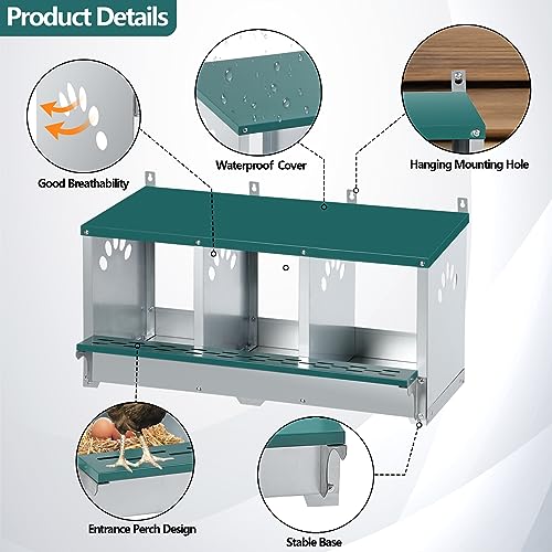 Snapklik.com : Chicken Nesting Box, 3 Compartment Roll Away Nesting Box ...