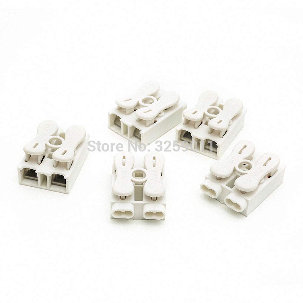 100PCS 2 pin Spring Wire Connectors Electrical Cable Clamp Wiring ...