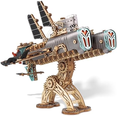Amazon.com: FUNPOLA 3D Wooden Puzzle Steampunk Airship– DIY Voyage ...