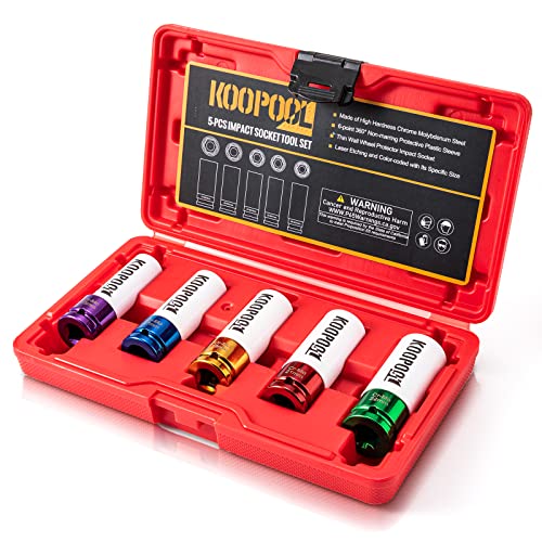 Snapklik.com : Impact Lug Nut Socket Set 5 Pieces 1/2- Inch Drive Wheel ...
