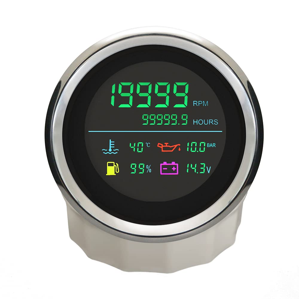 Amazon.com: ELING 6 in 1 Adjustable Car Gauge Set Tachometer Fuel Level ...