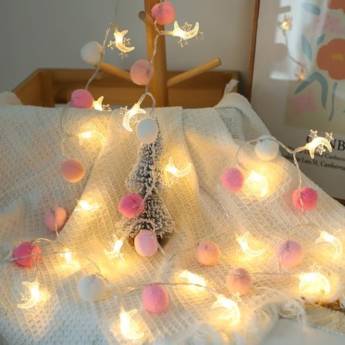 Amazon.com: Battery Operated Cotton Balls LED String Lights 2 Pack ...