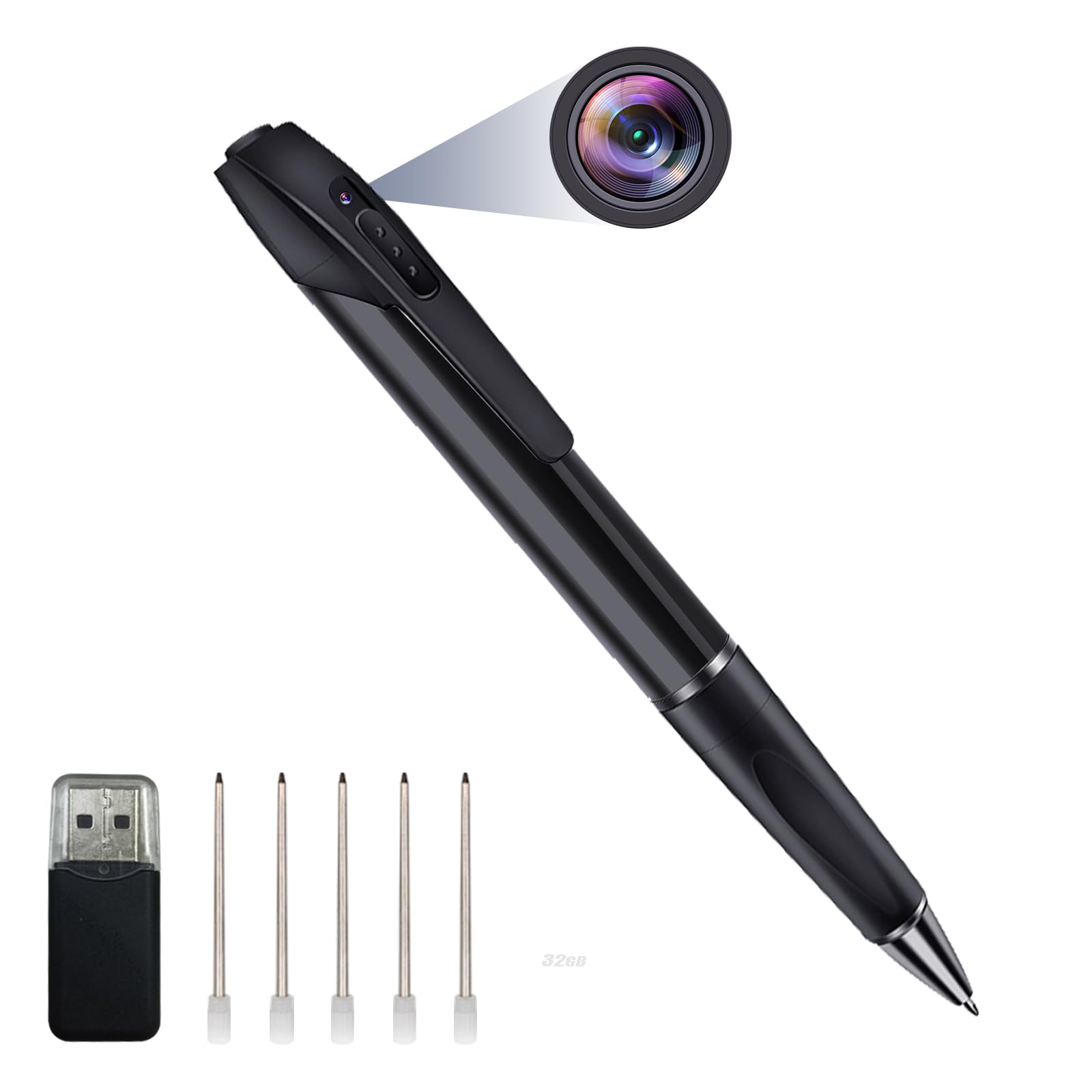 Hidden Spy Pen Camera, HD 1080P Hidden Camera Portable Mini Pen Camera ...