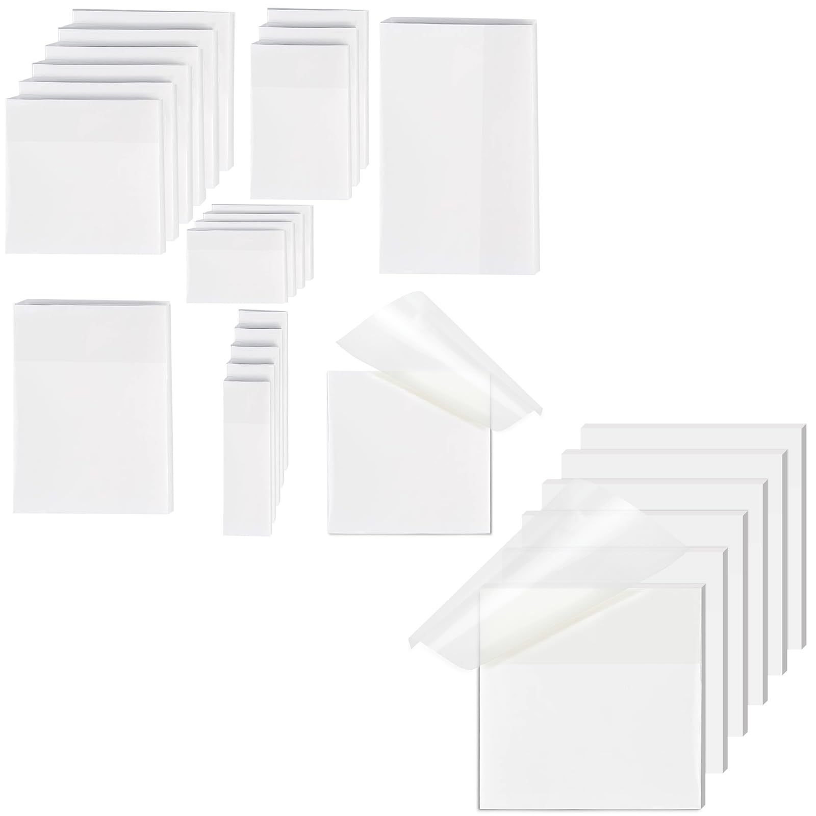 Amazon.com : [1300 PCS] Transparent Sticky Notes, 6 Sizes Clear Sticky ...