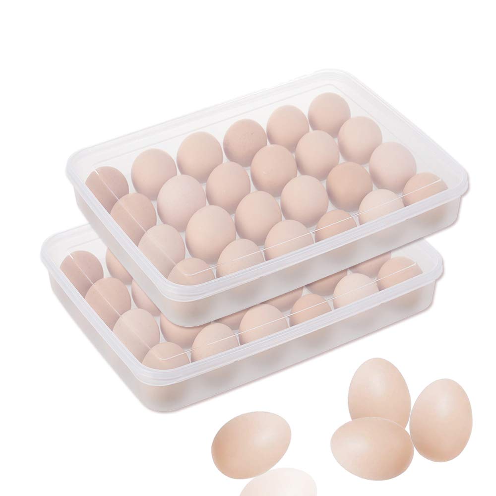 2 PCS 24 Girds Egg Tray,Plastic Refrigerator Egg Trays,Egg Storage Box ...
