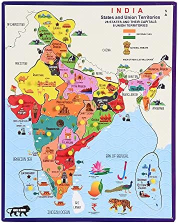 Webby Wooden Educational India Political Map States Capital Learning ...