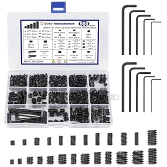 560PCS 25 Sizes Metric & SAE Set Screw Assortment Kit,12.9 Class Alloy ...