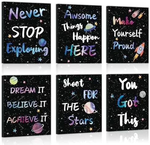 Amazon.com: CHDITB Outer Space Framed Canvas Wall Art, Universe Theme ...