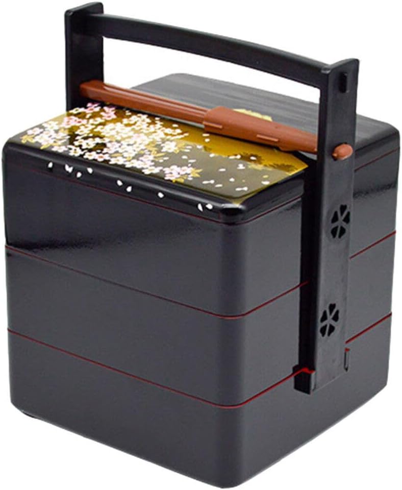 Amazon.com: Luxshiny Japanese Bento Lunch Box Three Tiers Stack Box ...
