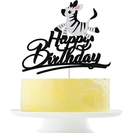 Amazon.com: Glitter Baby Zebra Happy Birthday Cake Topper, Zebra ...