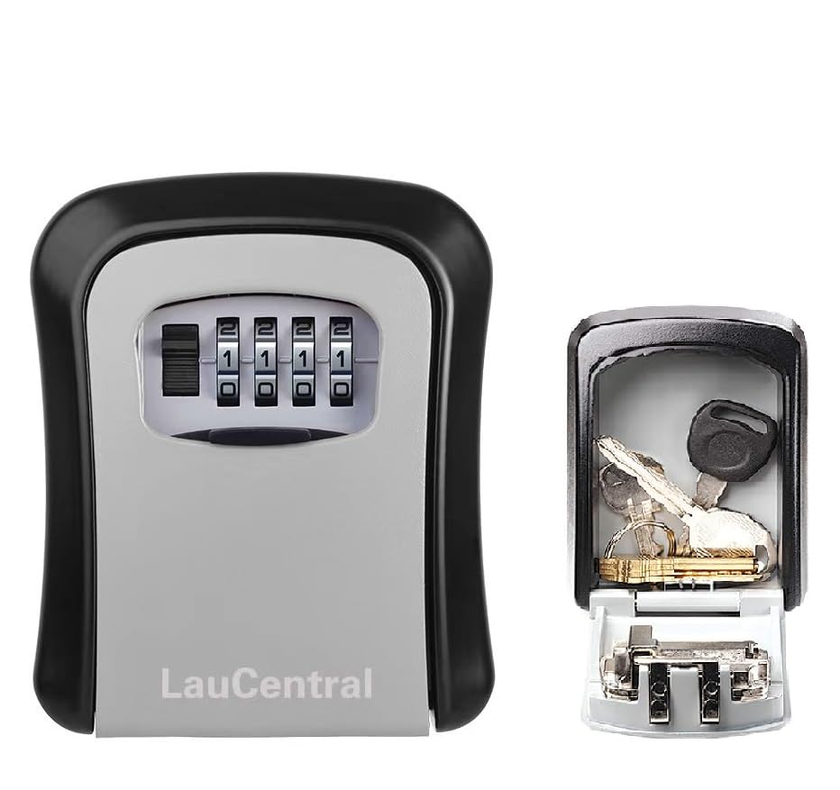 LauCentral Key Safe Wall Mounted,4 Digit Combination Key Safe Lock Box ...