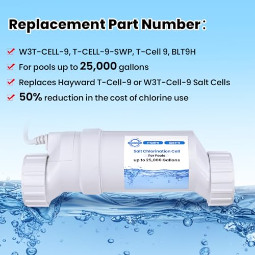 Hodflop W3T-Cell-9 Salt ChIorination Cell up to 25,000 Gallons Pool ...