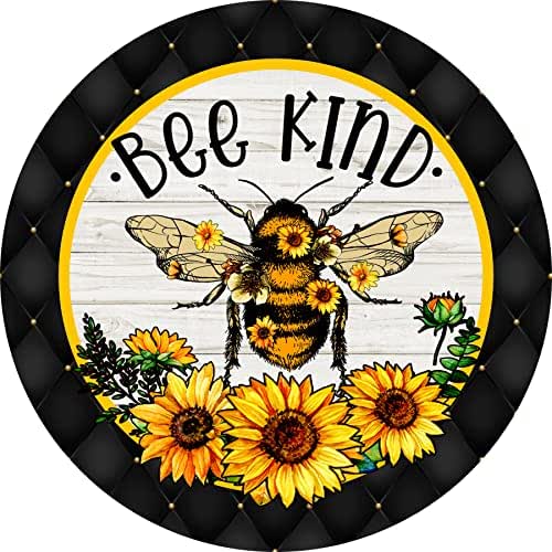 Amazon.com: Bee Wreath Sign - Bee Kind - Bees And Sunflowers - Black ...