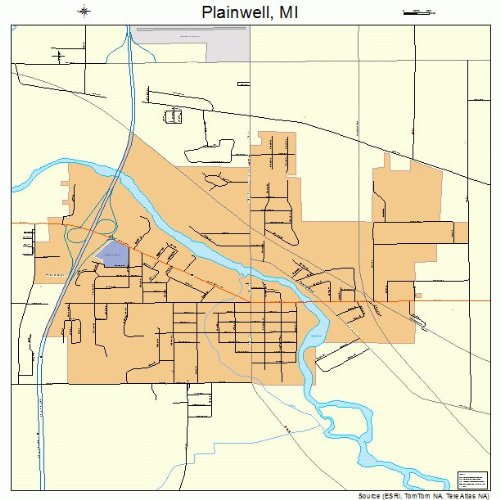 Large Street & Road Map of Plainwell, Michigan MI - Printed poster size ...
