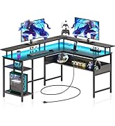 Rolanstar Computer Desk with File Drawer, 68" L Shaped Desk with Power ...