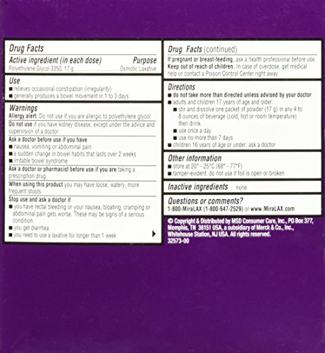 Snapklik.com : Miralax 1 Dose Powder Packets, 0.5 Ounce