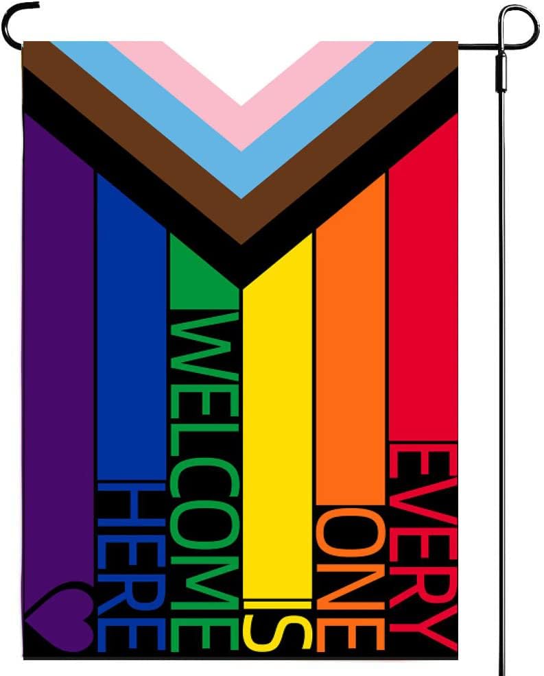 Amazon.com : Progress Pride Every One Is Welcome Here Garden Flags ...