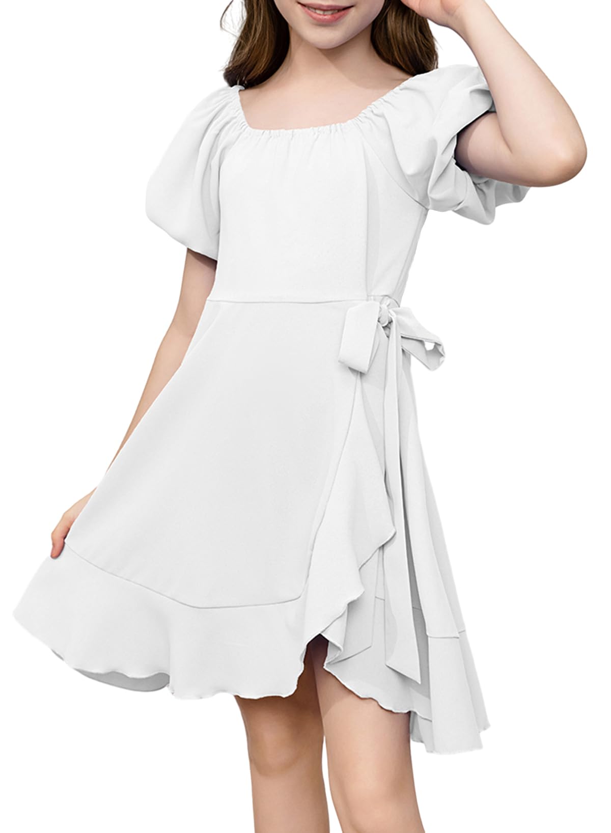 blibean Tween Girls Elegant Dresses Puff Sleeve Outfit Size 6-15 Years ...