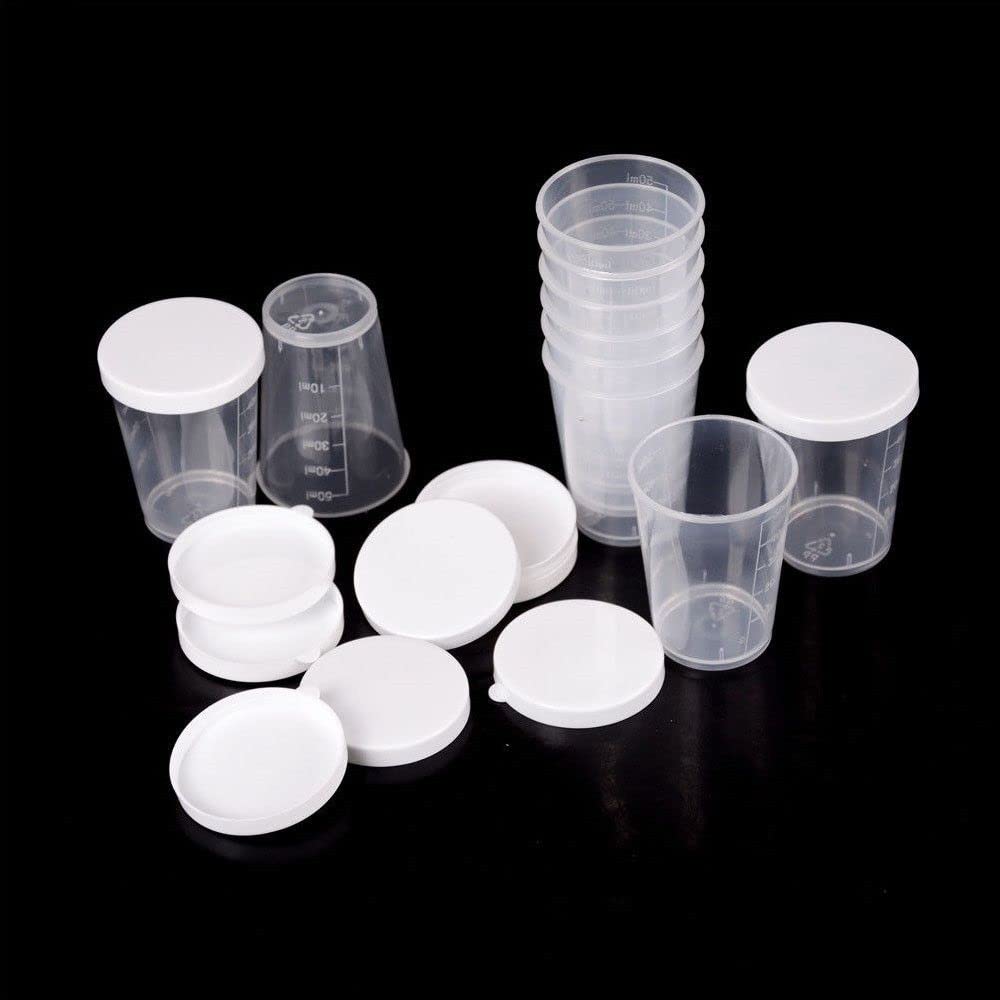 Amazon.com: 10 Pcs 50ml Plastic Transparent Measuring Cups with Lid ...