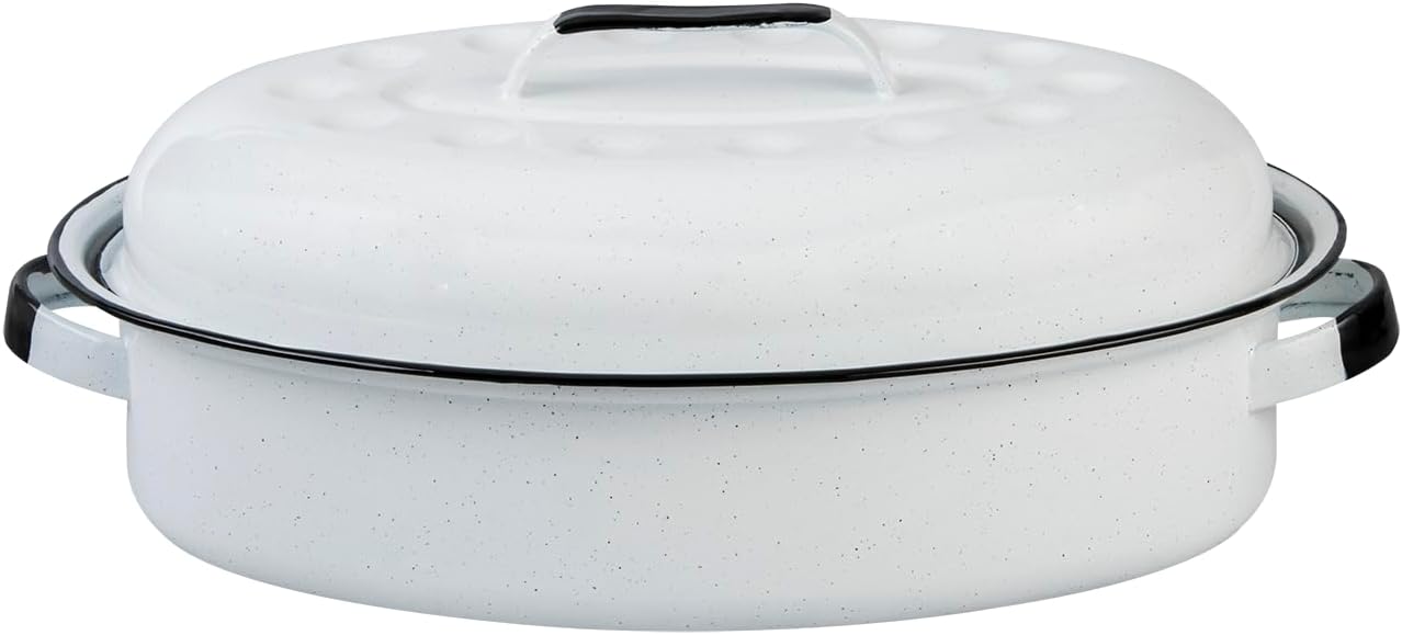 Amazon.com: Granite Ware 15 inch oval roaster with Lid (Speckled White ...