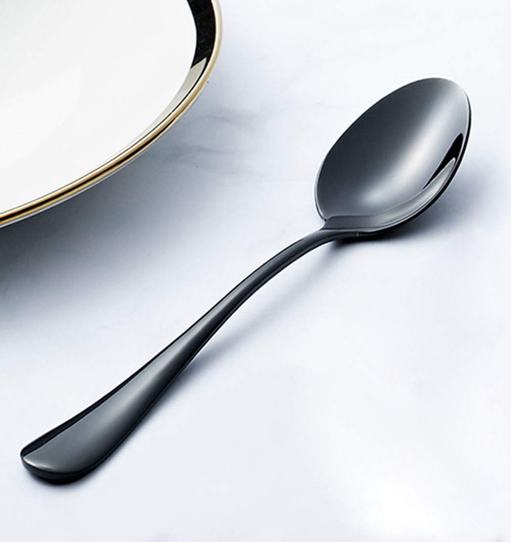 Snapklik.com : Black Serving Spoons Set 4 Piece, Large Serving Utensils Set Bulk 18/8 Stainless ...