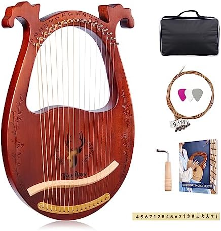 VixxNoxx Lyre Harp, 16-String Mahogany Lyra Harp Kit, Stringed Musical ...